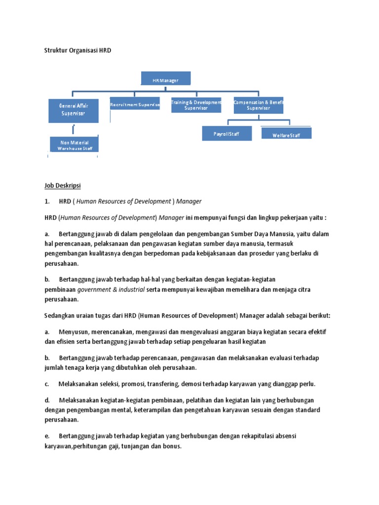 Struktur Organisasi HRD Perusahaan | PDF | Bisnis