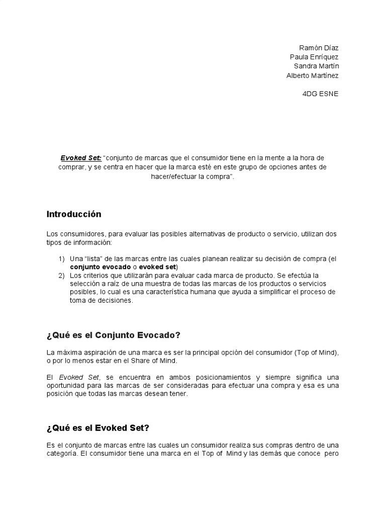 Evoked Set | PDF | Los consumidores | Toma de decisiones