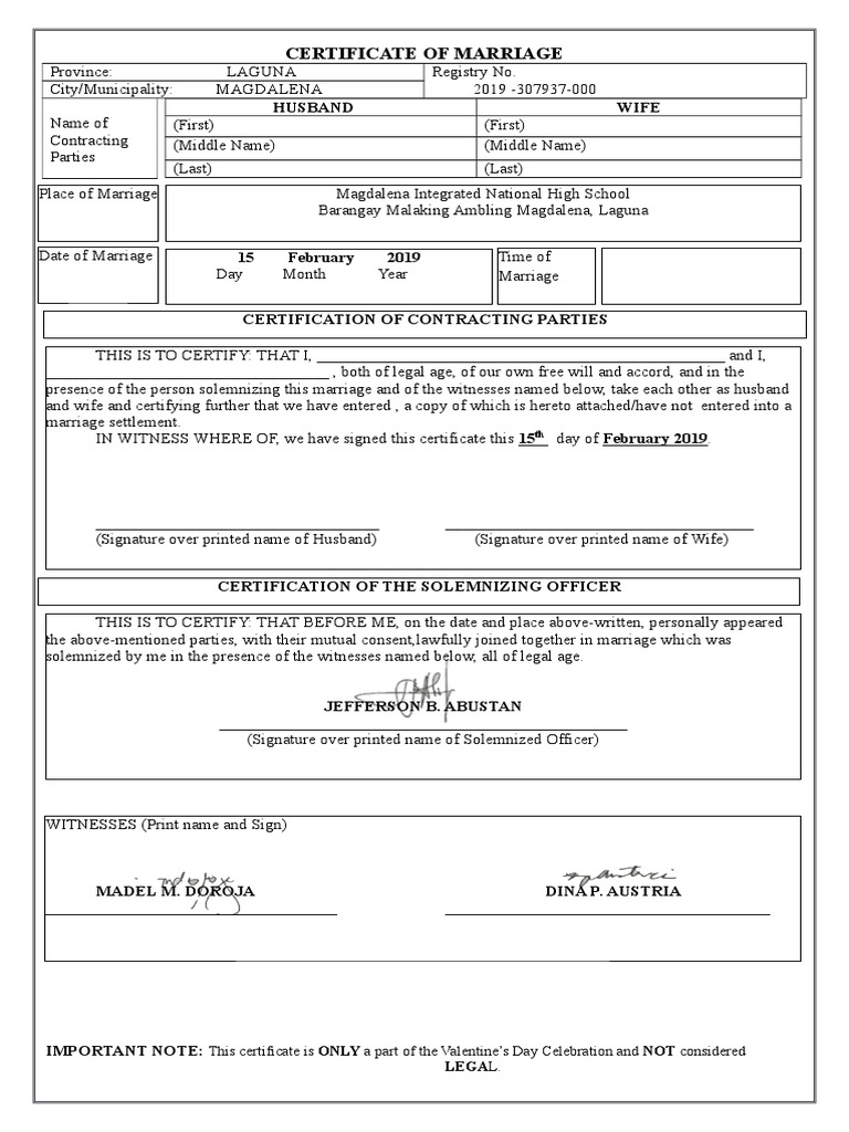 Certificate of Marriage-Minhs | PDF | Marriage | Kinship And Descent