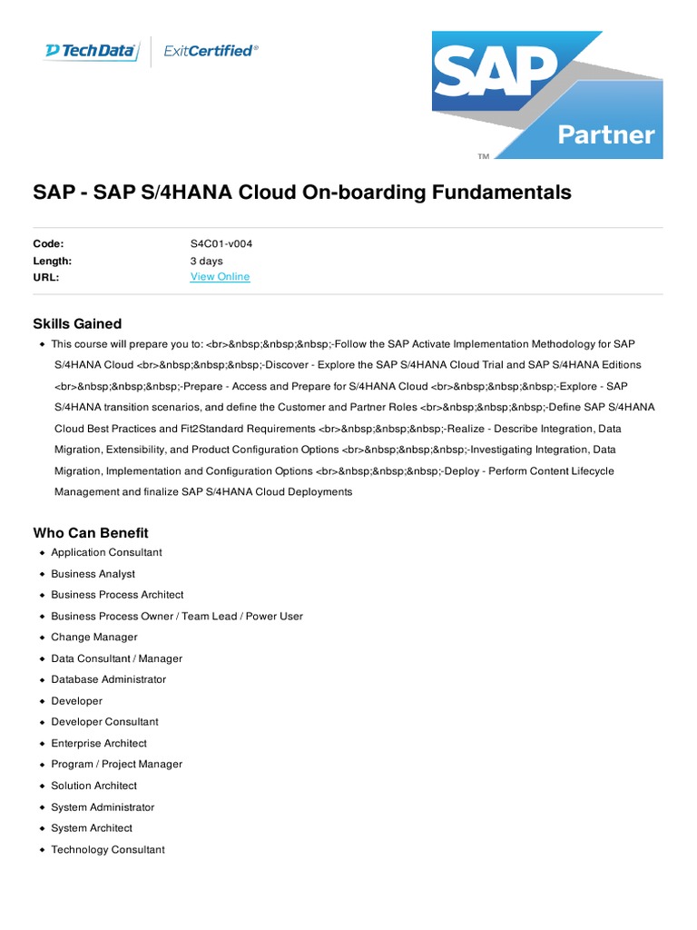 Sap S4hana Cloud On Boarding Fundamentals PDF | PDF | Sap Se | Cloud Computing