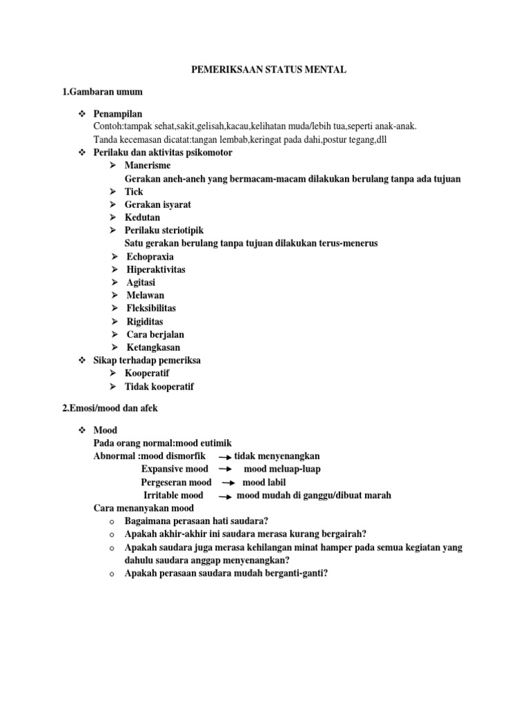 Pemeriksaan Status Mental | PDF