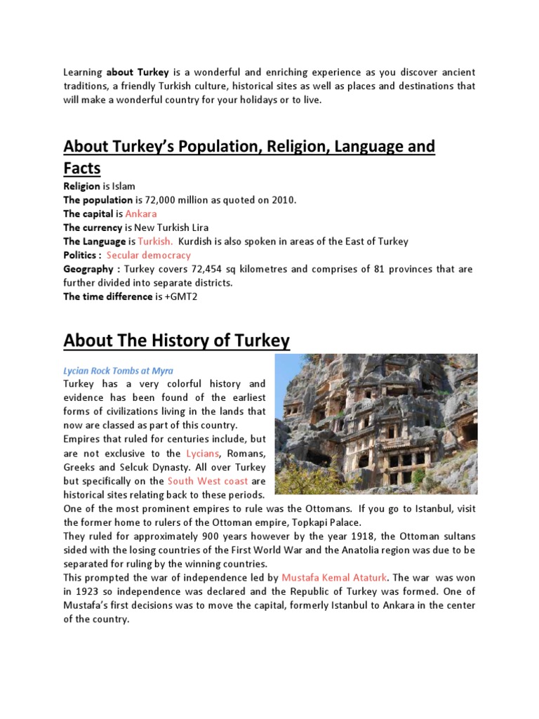 All Information About Turkey | PDF | Turkey | Ottoman Empire