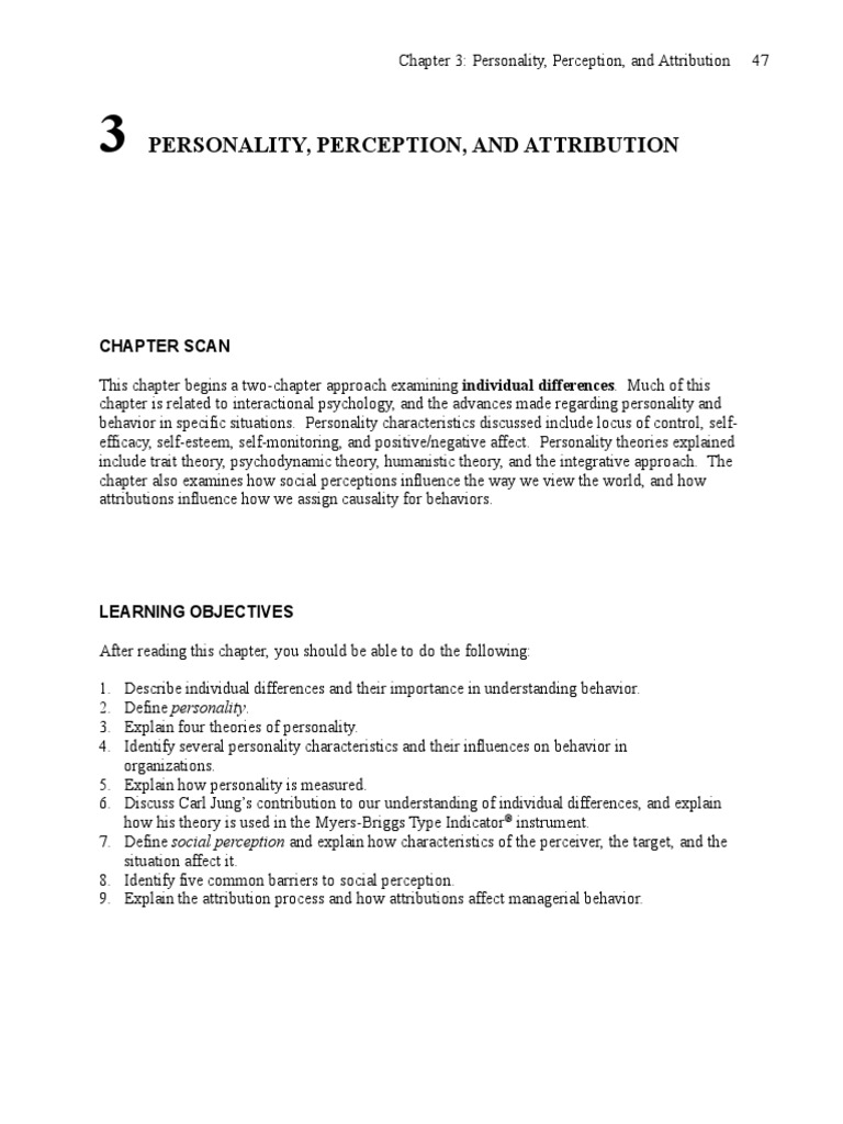 Personality, Perception, and Attribution: Chapter Scan | PDF | Personality Psychology ...