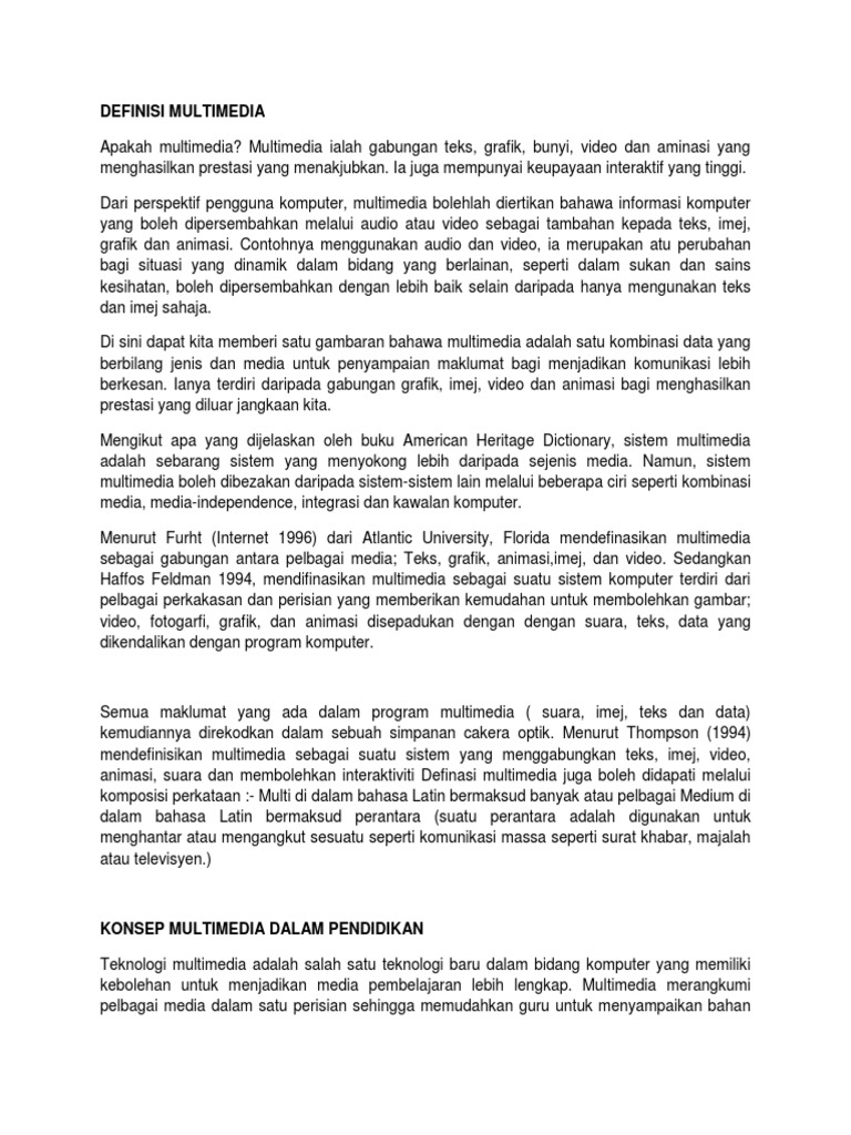 Definisi Multimedia PDF | PDF