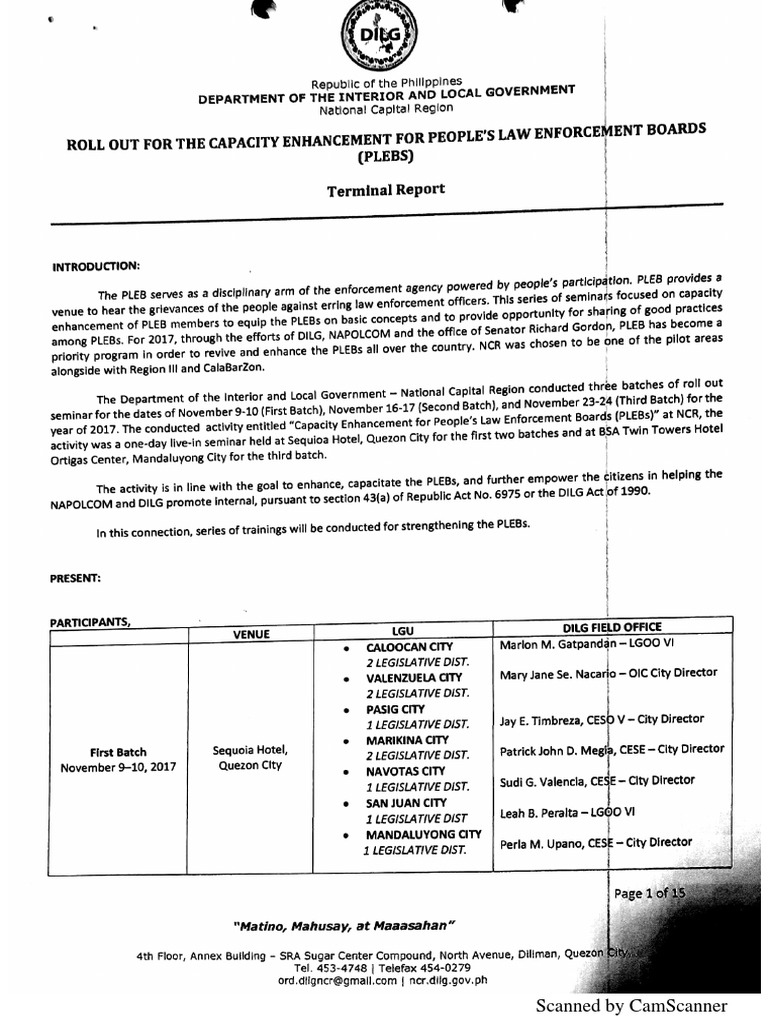 2017 Terminal Report PLEB | PDF