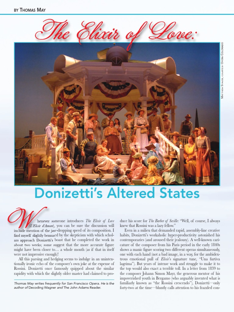 The Elixir of Love:: Donizetti's Altered States | PDF | Opera | Vocal Music
