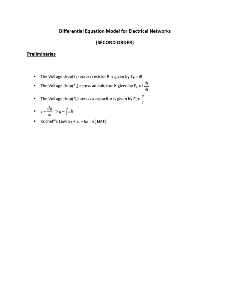 Differential Equation Model | PDF | Electrical Network | Electronics