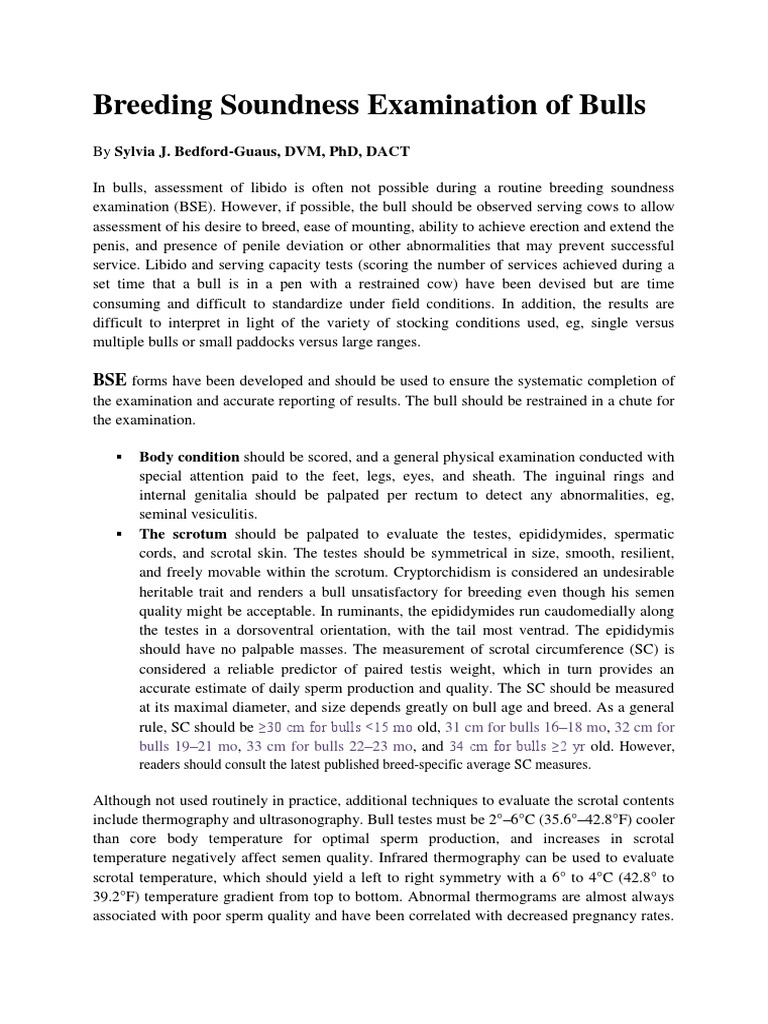 Assessing Bull Fertility: A Comprehensive Guide to the Breeding ...