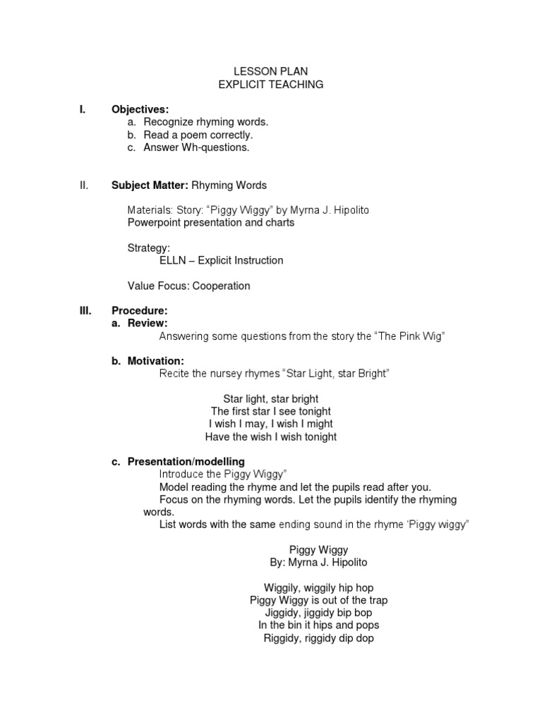 Lesson Plan | PDF | Cognition