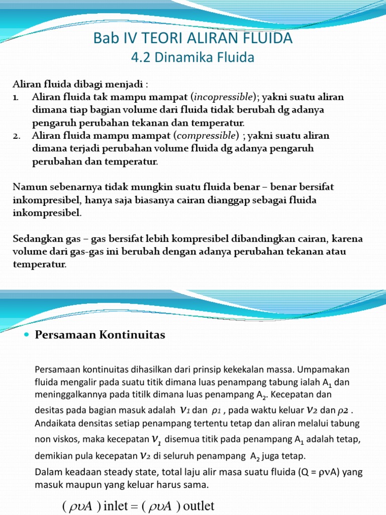 Bab 4-2 Teori Aliran Fluida-Dinamika Fluida FINAL | PDF