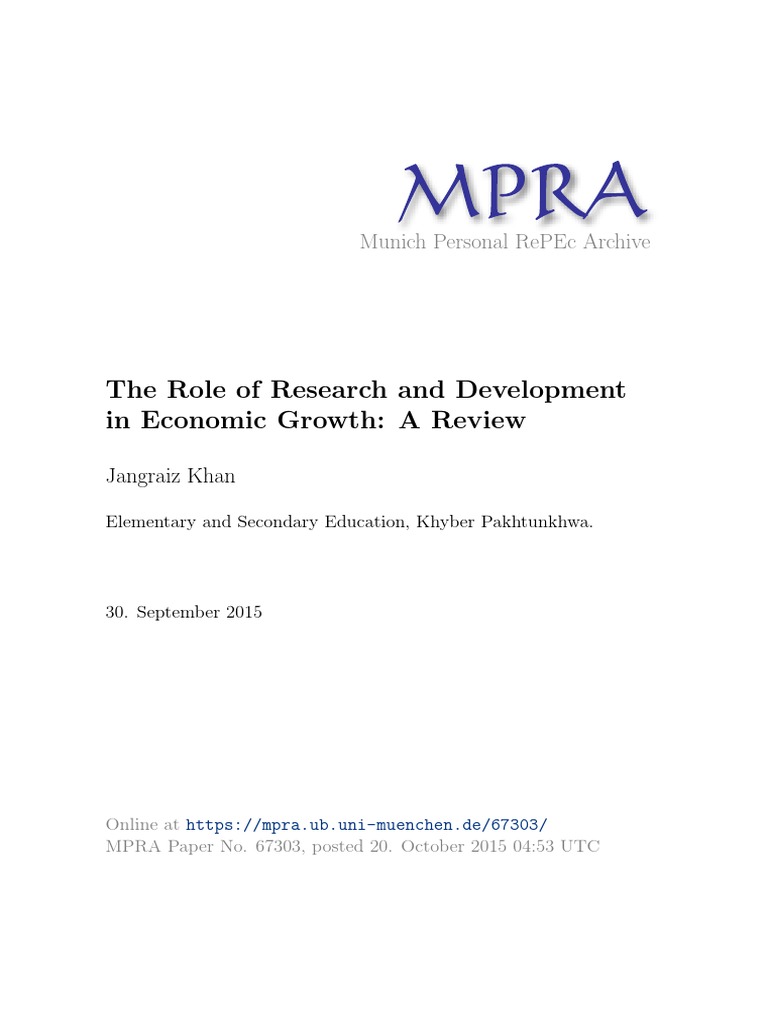 The Role of Research and Development in Economic Growth: A Review | PDF ...