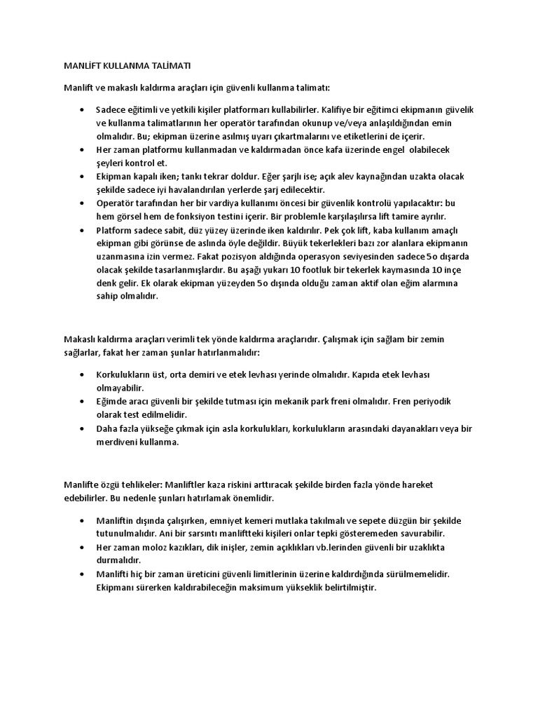 Manlift Talimat | PDF