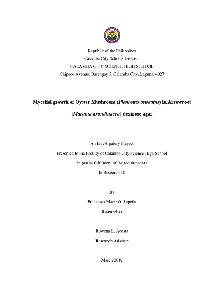 02 Research Proposal Chapter 1 3 | Download Free PDF | Starch | Mushroom