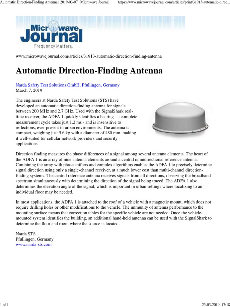 Automatic Direction-Finding Antenna: Narda Safety Test Solutions GMBH ...