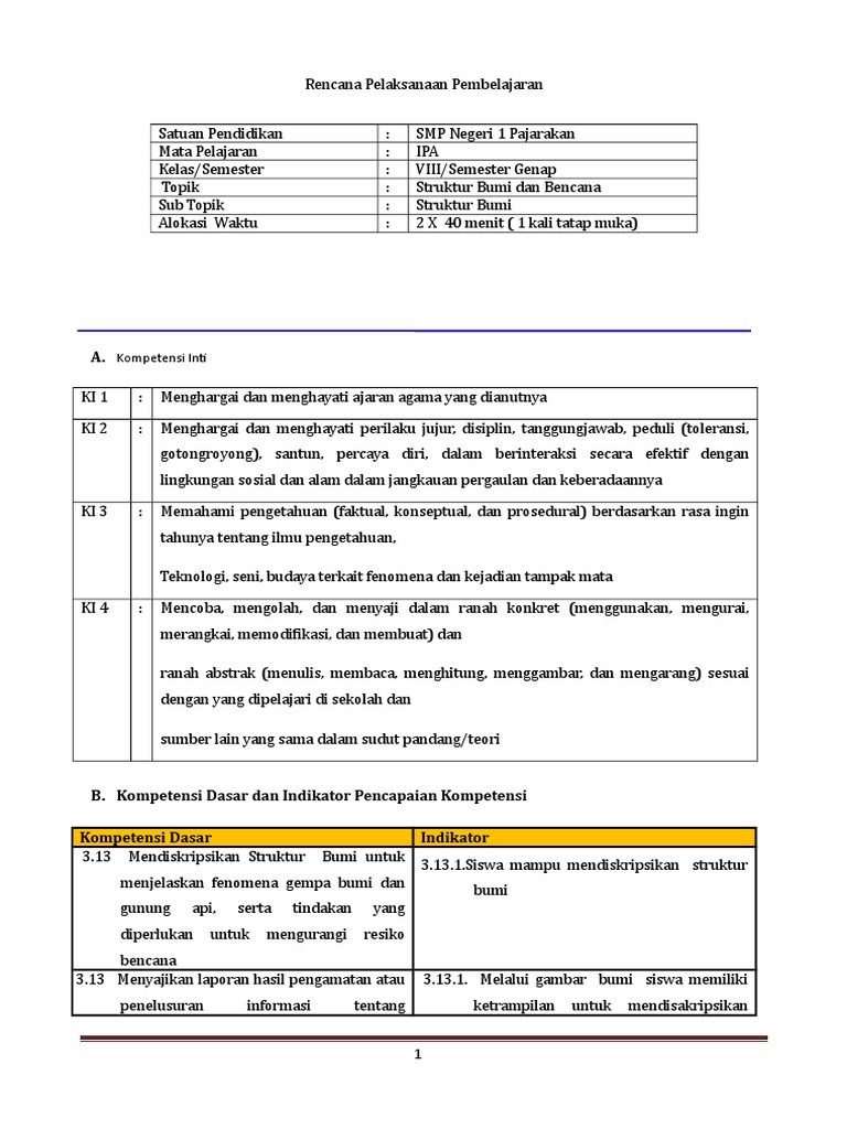 11 1 rpp1 Struktur Bumi | PDF