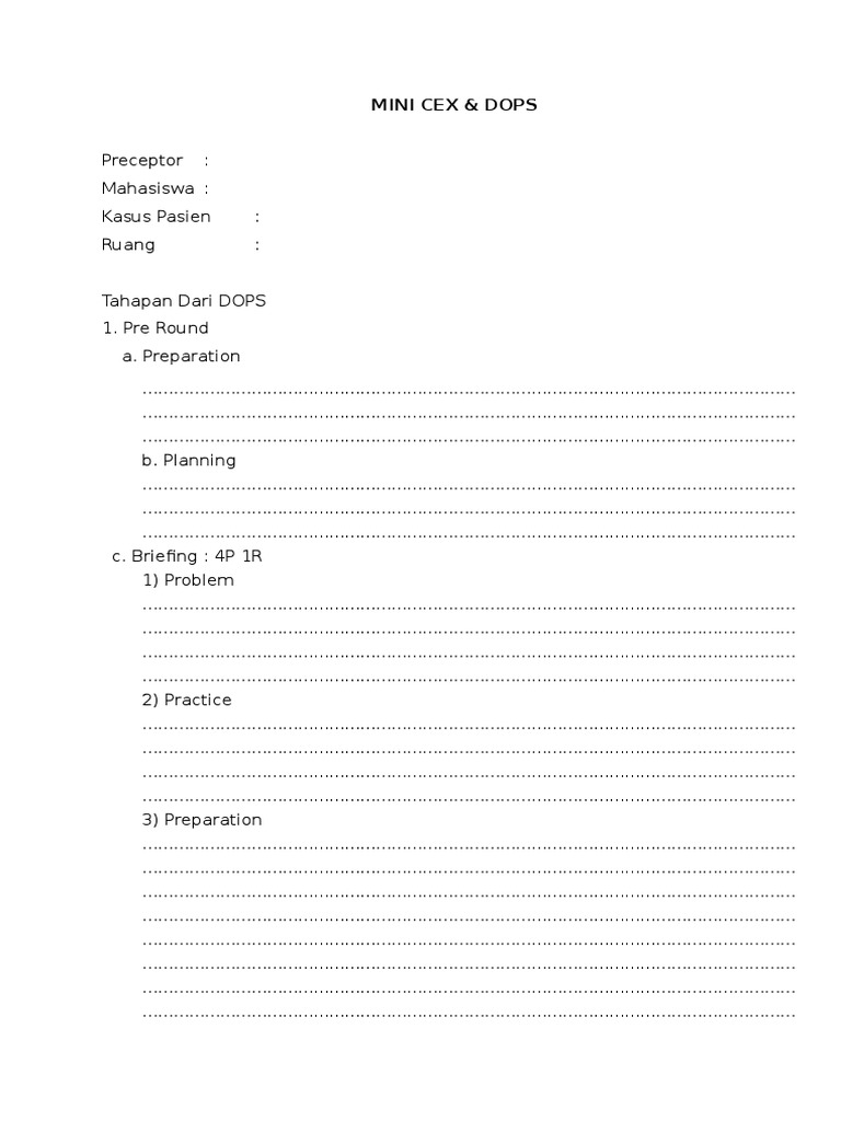 Preceptor: Mahasiswa: Kasus Pasien: Ruang:: Mini Cex & Dops | PDF