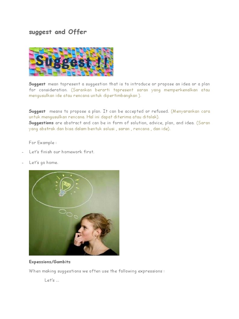 Suggest and Offer: For Consideration | PDF | Grammar | Syntax
