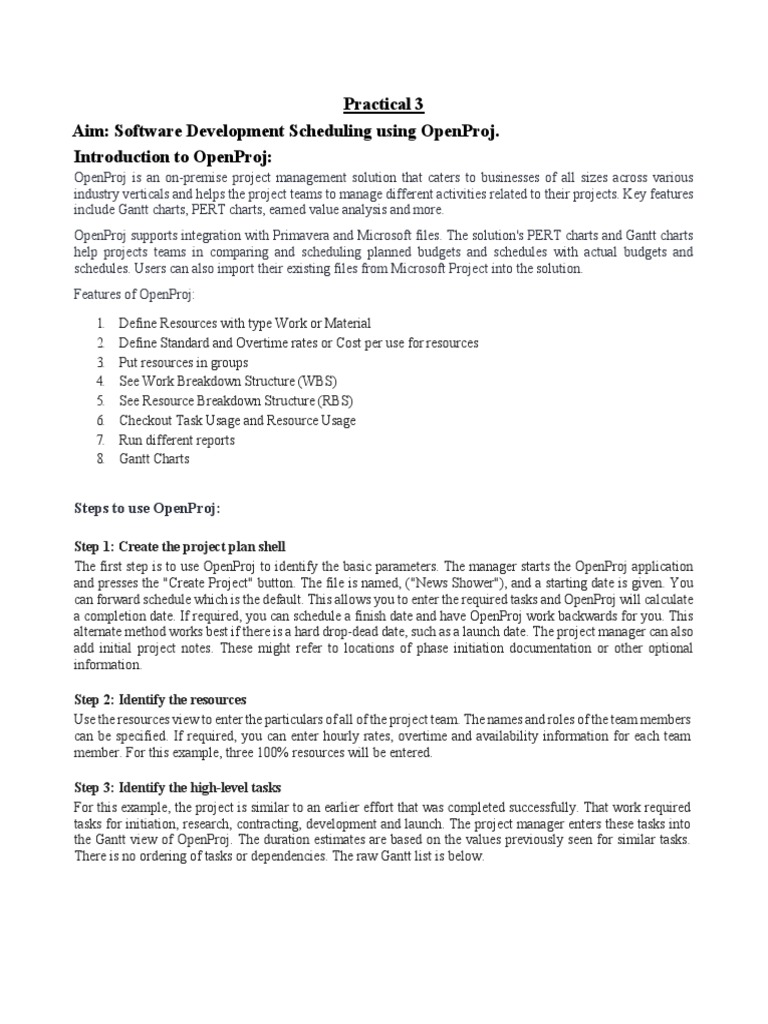 OpenProj Software Development Guide | PDF | Project Management | Software