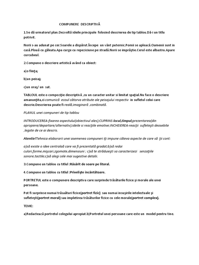 Compunere Descriptiva | PDF