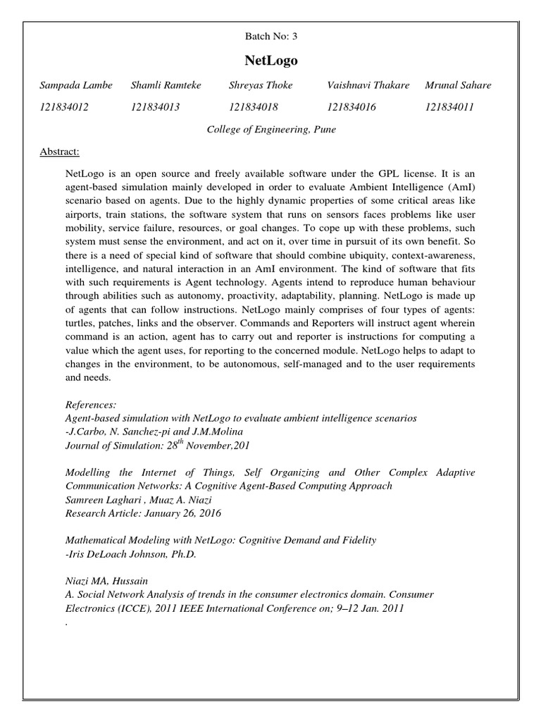 Abstract NetLogo | PDF | Agent Based Model | Simulation