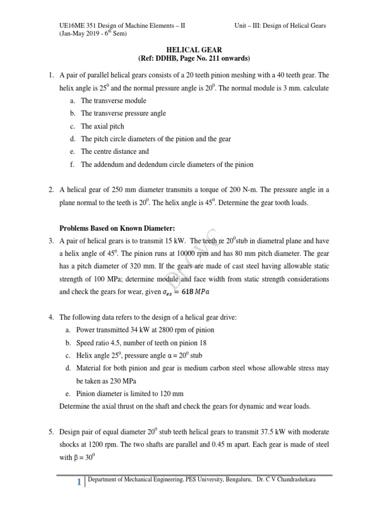 Design Problems for Helical Gears | PDF | Gear | Machines