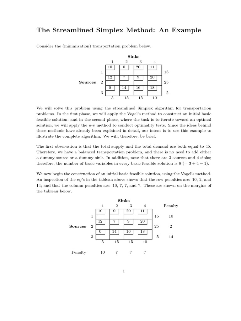 The Streamlined Simplex Method: An Example | PDF | Mathematics Of Computing | Areas Of Computer ...