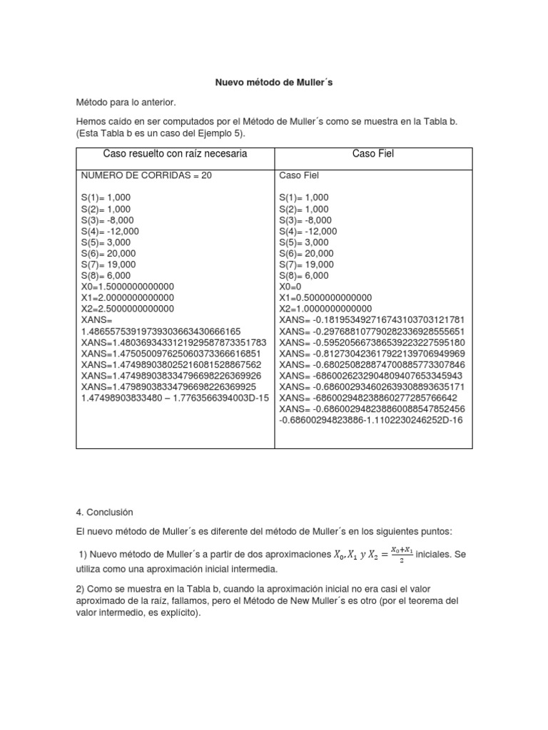 Nuevo Método de Muller | PDF | Matemáticas Aplicadas | Enseñanza de ...