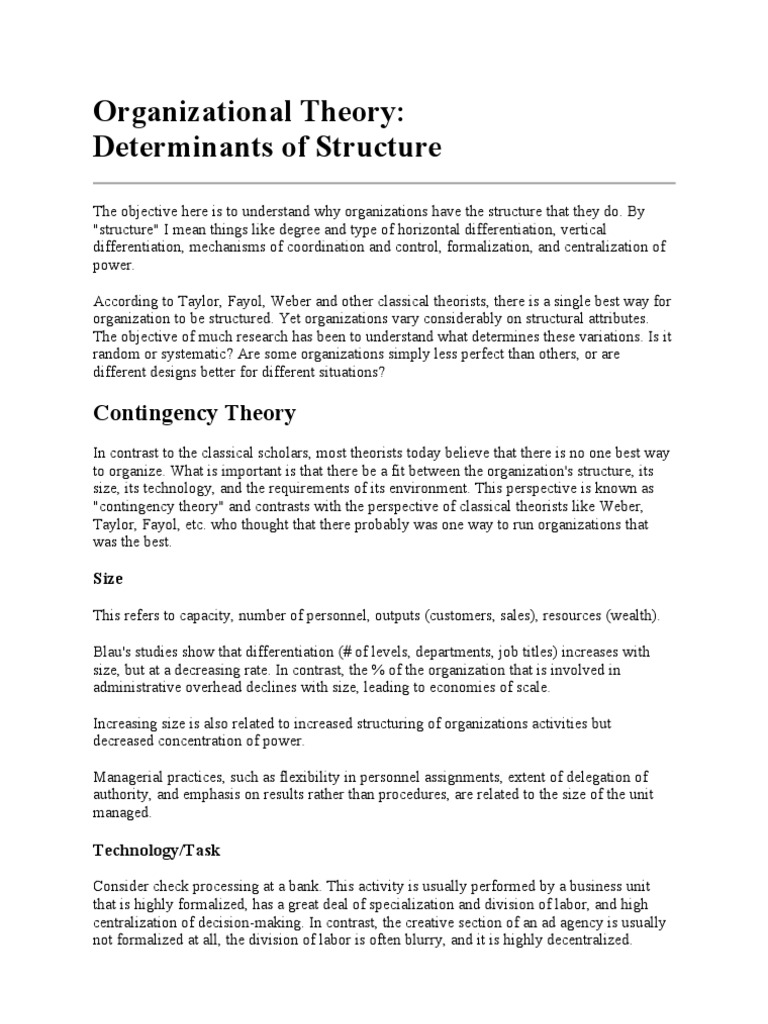 Theory of Org. Struc. | PDF | Supply Chain | Adaptation
