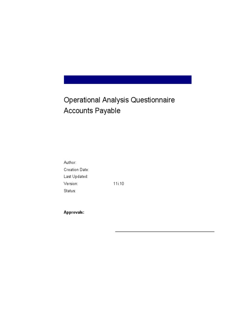 Operational Analysis Questionnaire Accounts Payable: Author: Creation ...
