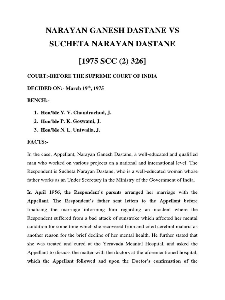 Dastane VS Dastane Report | PDF | Burden Of Proof (Law) | Evidence