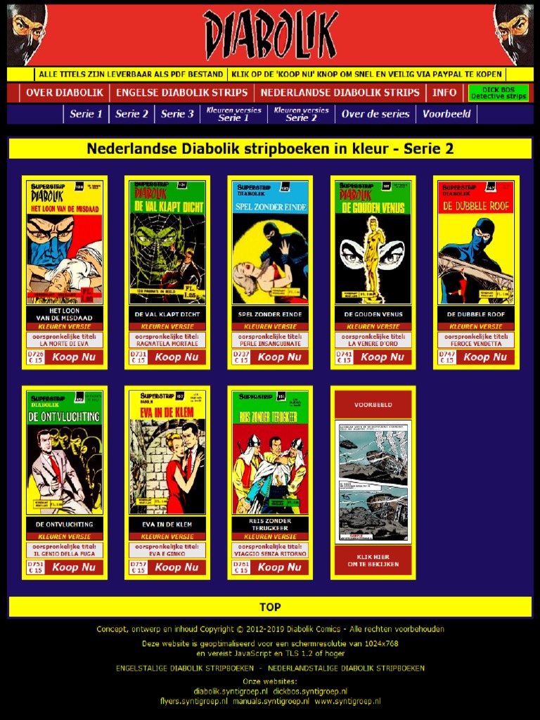 Nederlandse Diabolik Stripboeken in Kleur - Serie 2 - Diabolik Comics | PDF