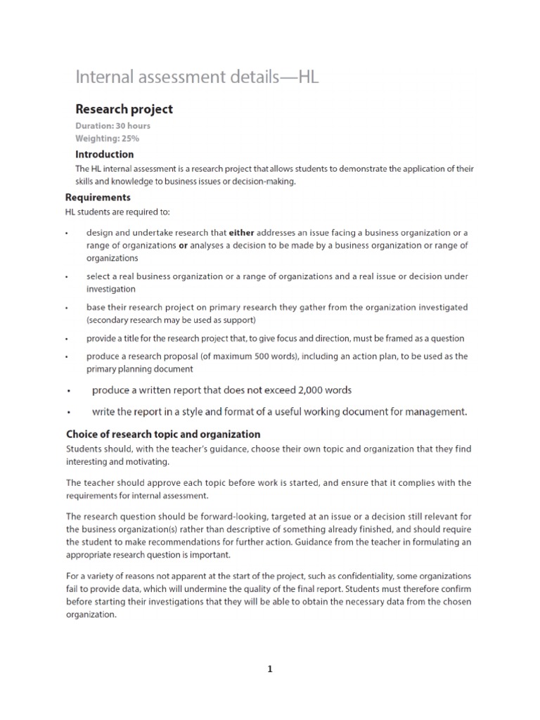 Internal Assesment guide for Business Management IB | Decision Making ...