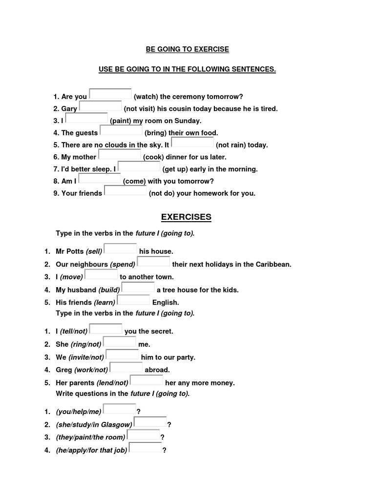 Be Going To Exercise | PDF