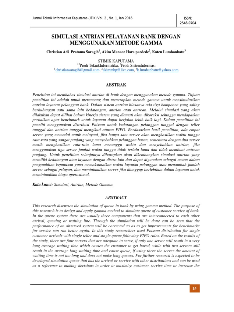 Simulasi Antrian Bank Metode Gamma | PDF