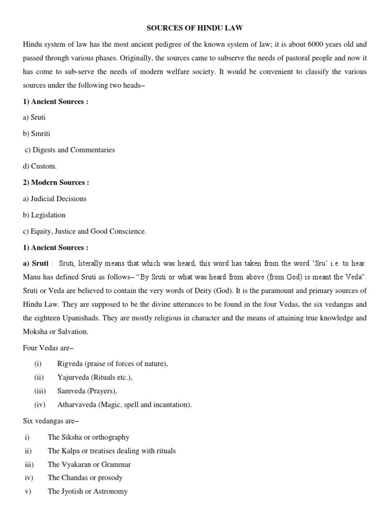 The Evolution and Sources of Hindu Law: An Overview of the Ancient and ...