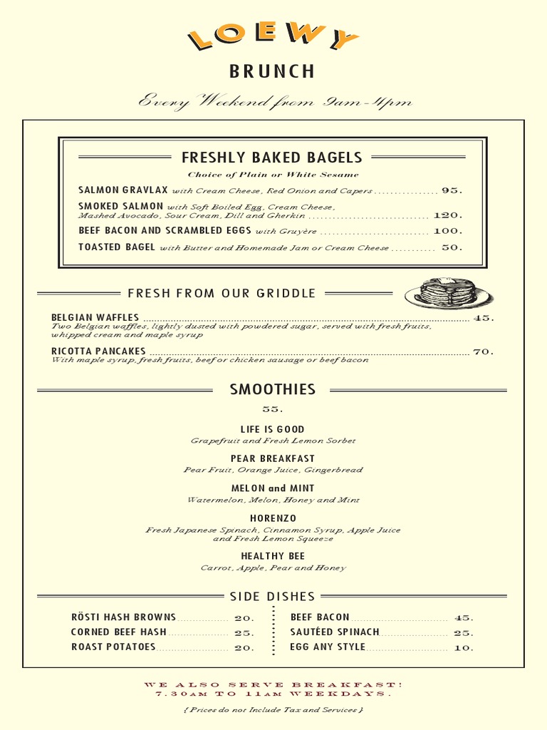 Loewy Brunch Menu | PDF | European Cuisine | Regional & Ethnic Food