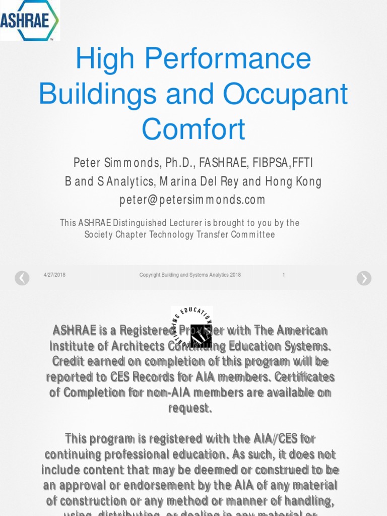 High Performance Buildings and Occupant Comfort Oc 2019 | PDF ...