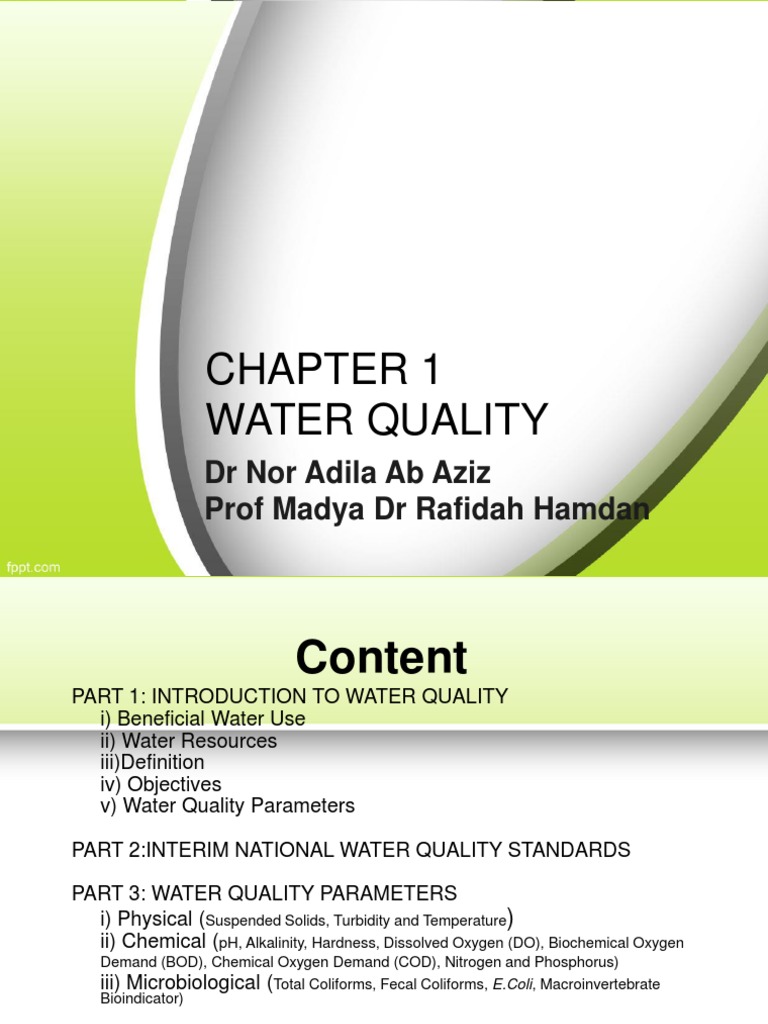 Chapter 1 Water Quality Sem 1 1819 PDF | PDF | Water Pollution | Alkalinity