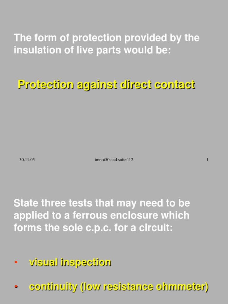 Protection Against Direct Contact: The Form of Protection Provided by ...