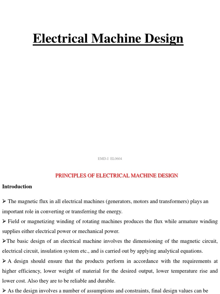 Electrical Machine Design: EMD-I EL0604 | PDF | Transformer | Insulator ...