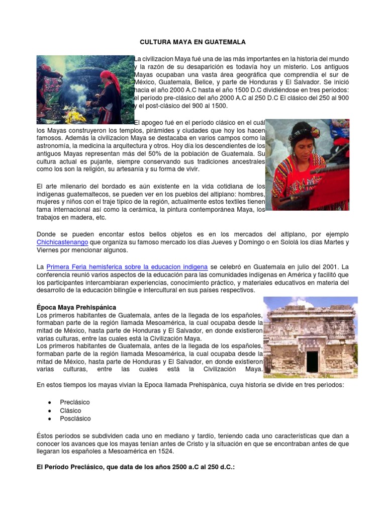 Cultura Maya en Guatemala | PDF | Civilización maya | Mesoamérica
