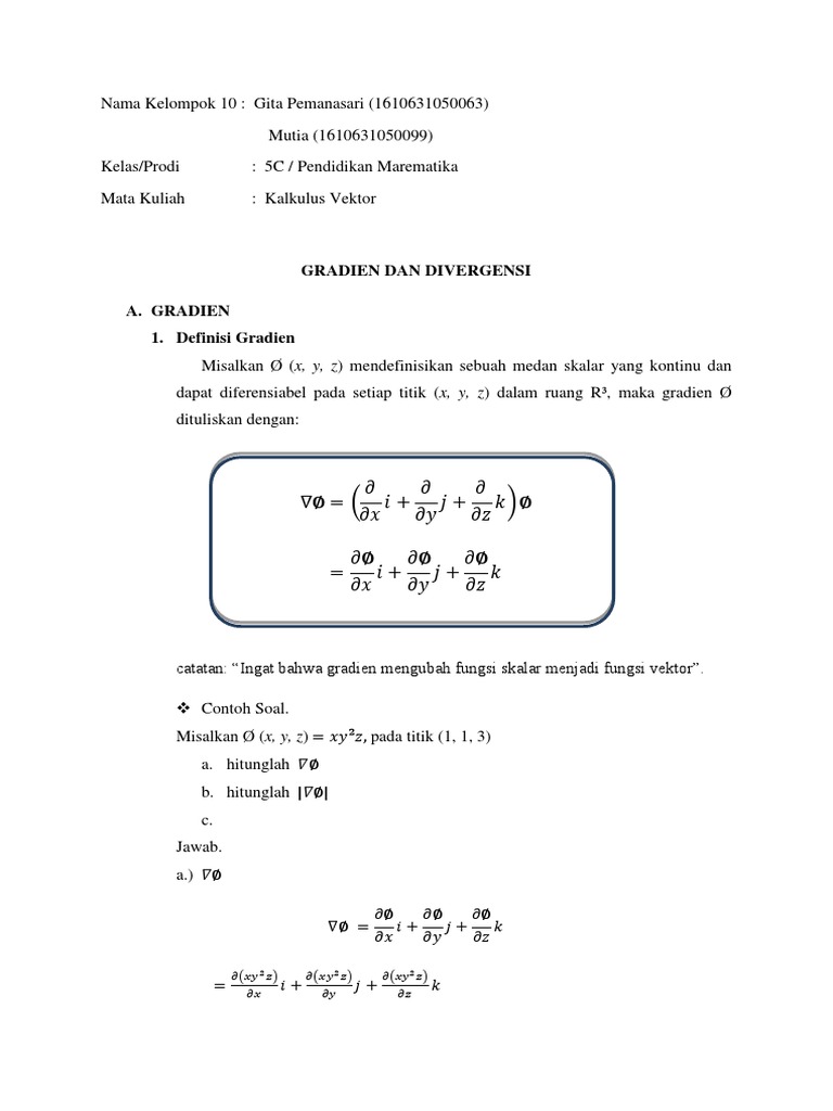 Gradien dan Divergensi dalam Kalkulus Vektor | PDF