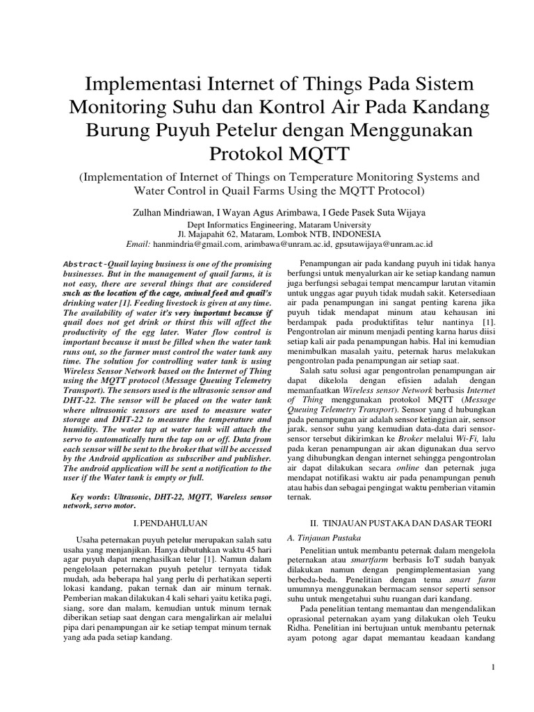 Implementasi Internet of Things Pada Sistem - Monitoring Suhu Dan ... Implementasi Internet of Things Pada Sistem - Monitoring Suhu Dan ...