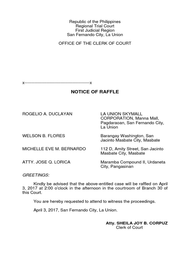 Notice of Raffle | PDF