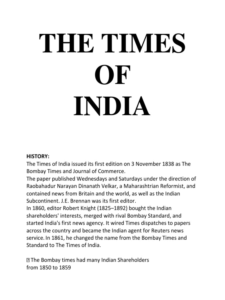 Times of India | PDF | Newspaper Publishing | Newspapers