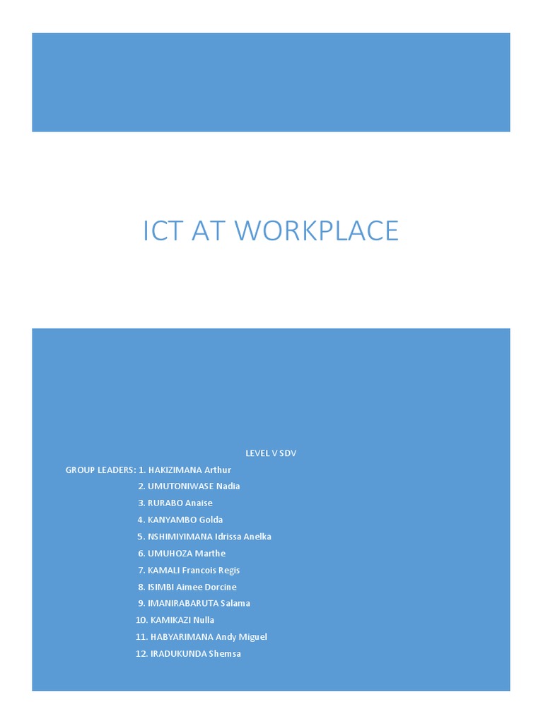 Ict at Workplace Final | PDF | Local Area Network | Computer Network