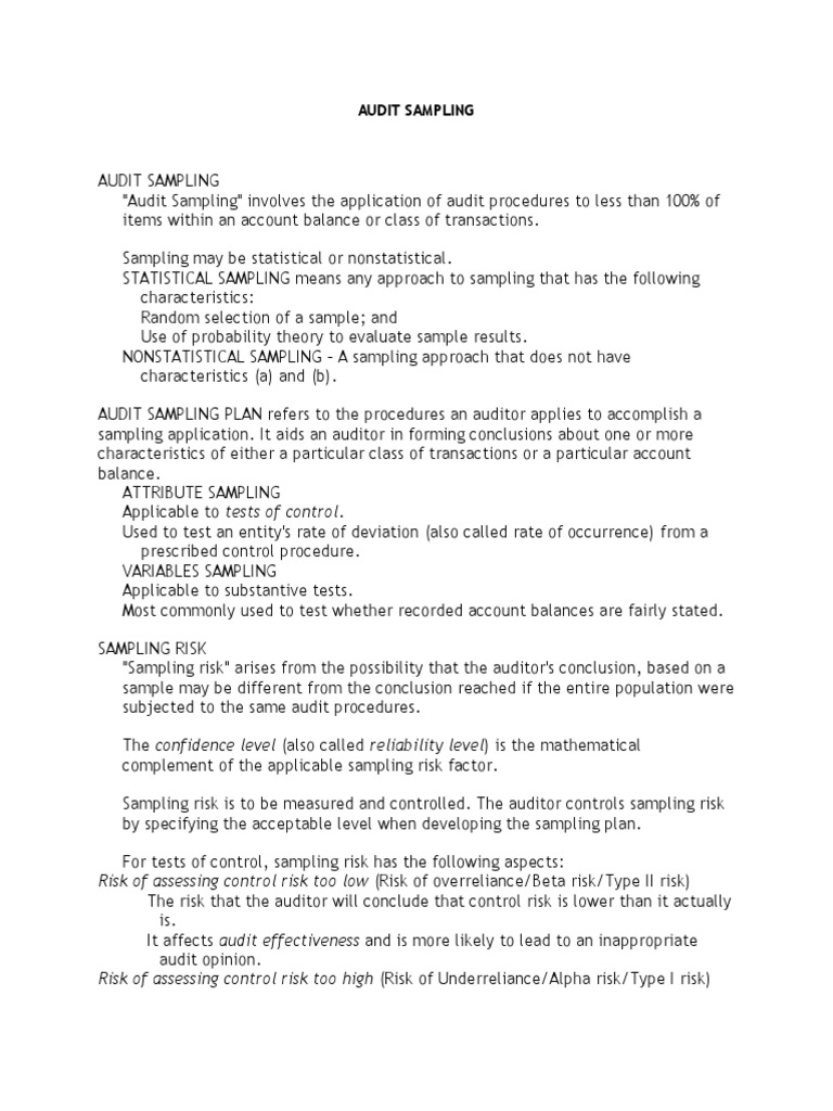 Audit Sampling Notes and Answers To Quiz. Accounting Help. | PDF ...