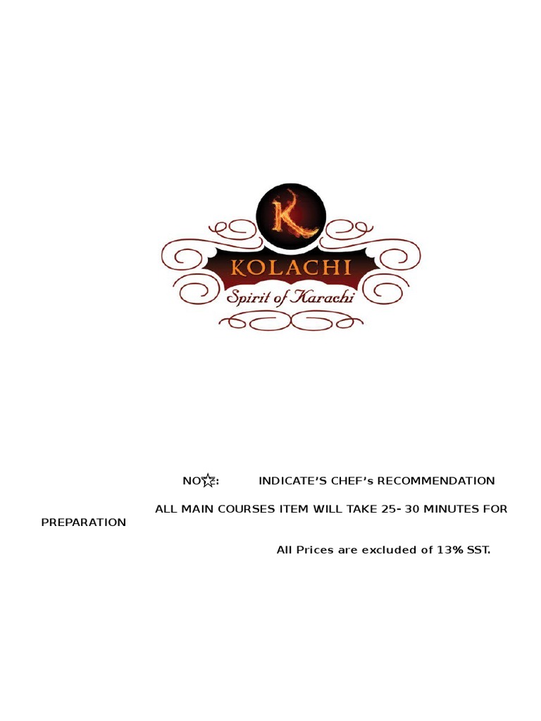 Ahsan Menu Kolachi | PDF | Salad | Curry