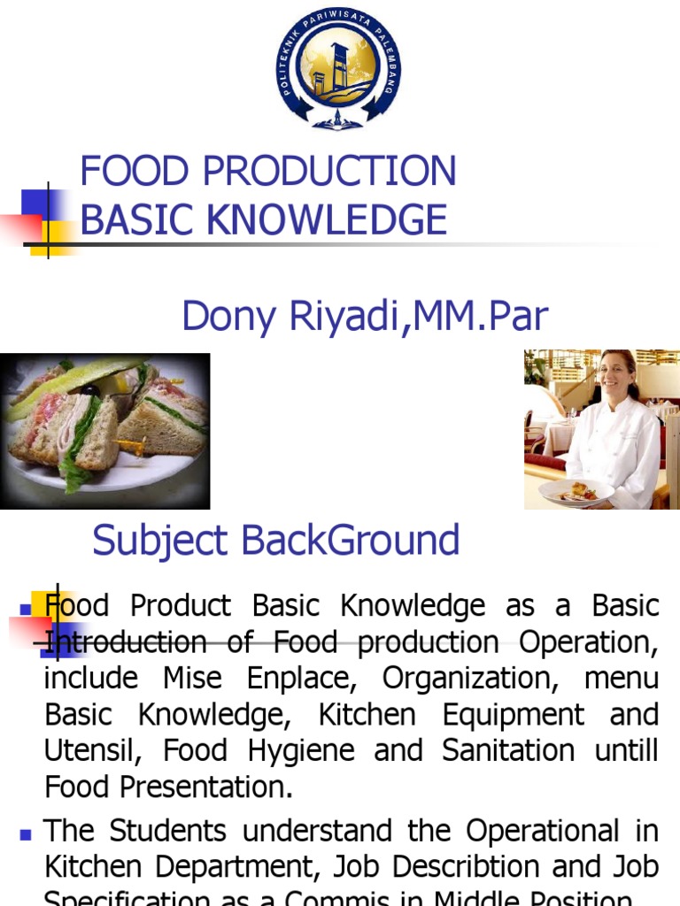 Basic Knowledge of Food Production | PDF | Menu | Cooking