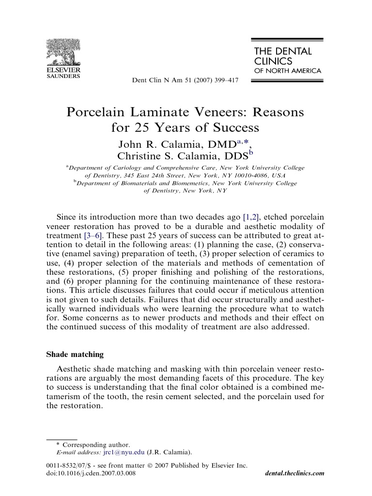 Porcelain Laminate Veneers: Reasons For 25 Years of Success: John R ...